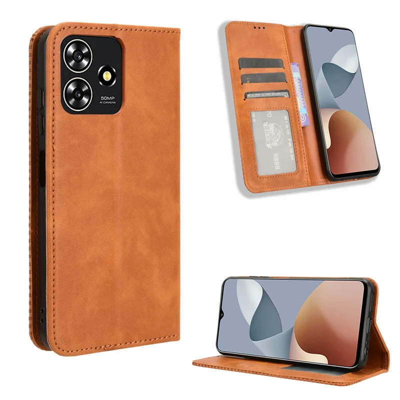 For-ZTE-Axon-50-Lite-8050-Case-luxurious-Leather-Retro-Magnetic-Protect ...