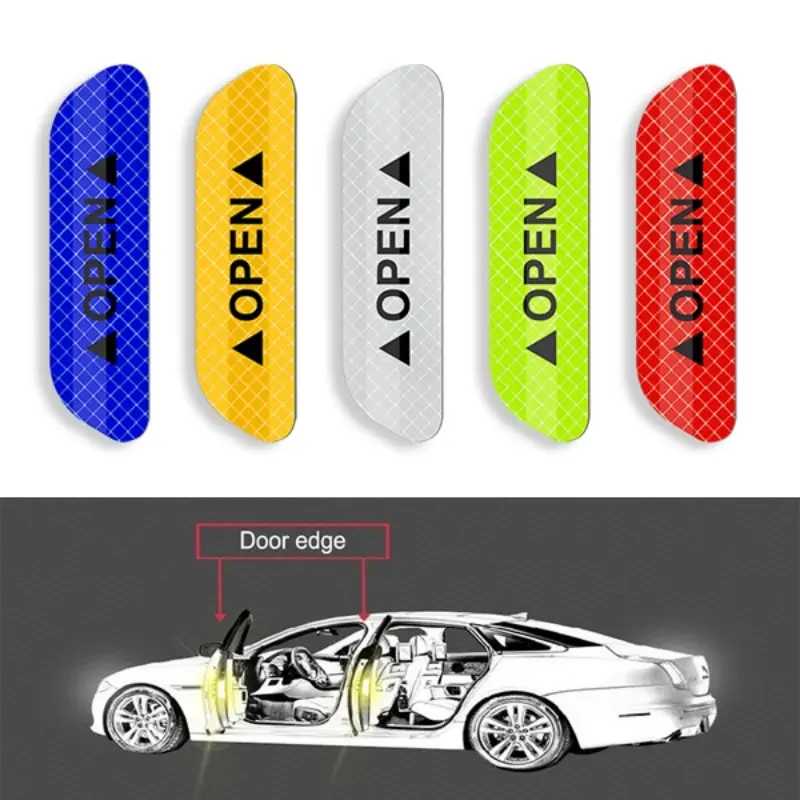 4pcs Reflective Car Sticker Warning Sticker Universal Safety Warning ...