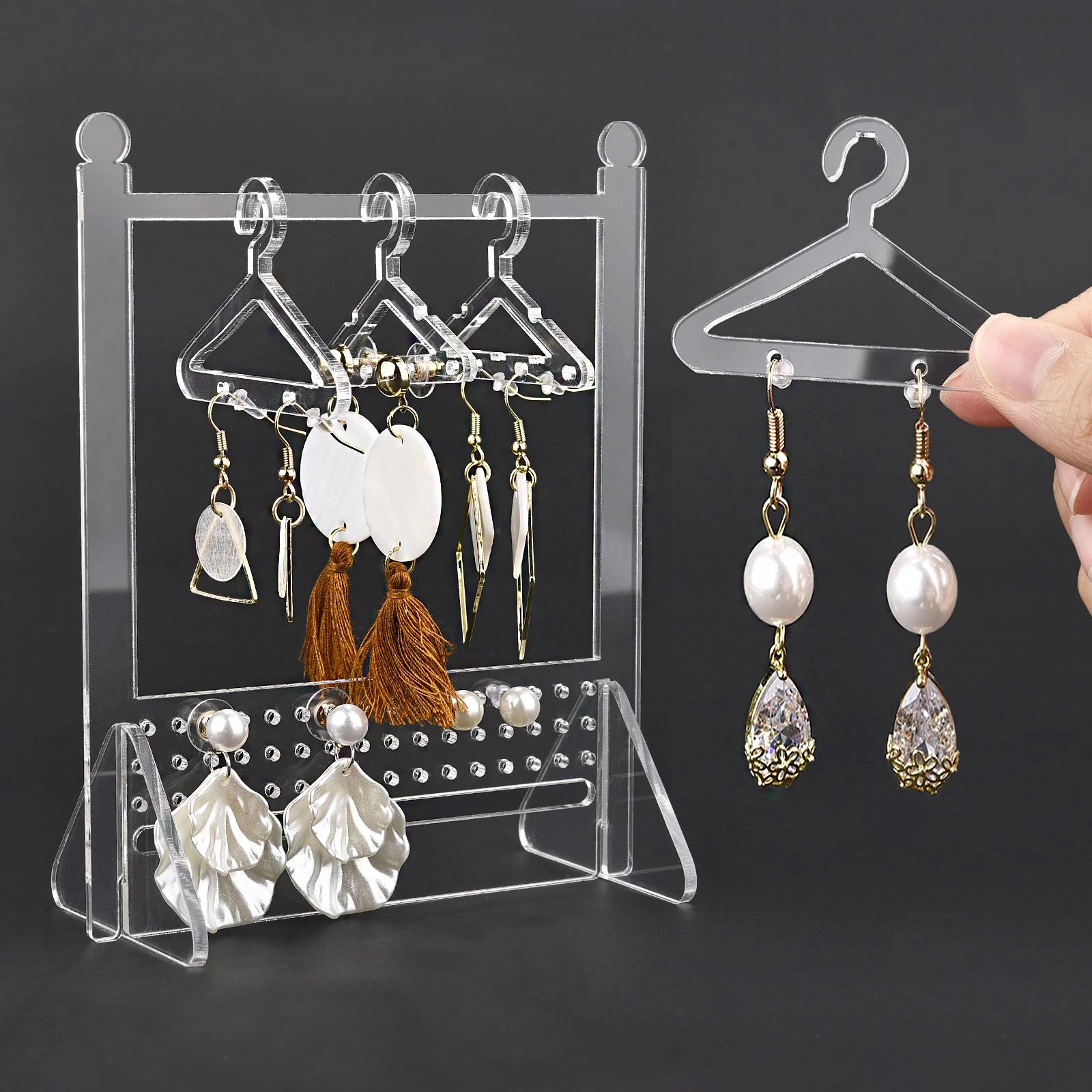 Mini Coat Hanger Rack Earring Display Stand Large Capacity Jewelry ...