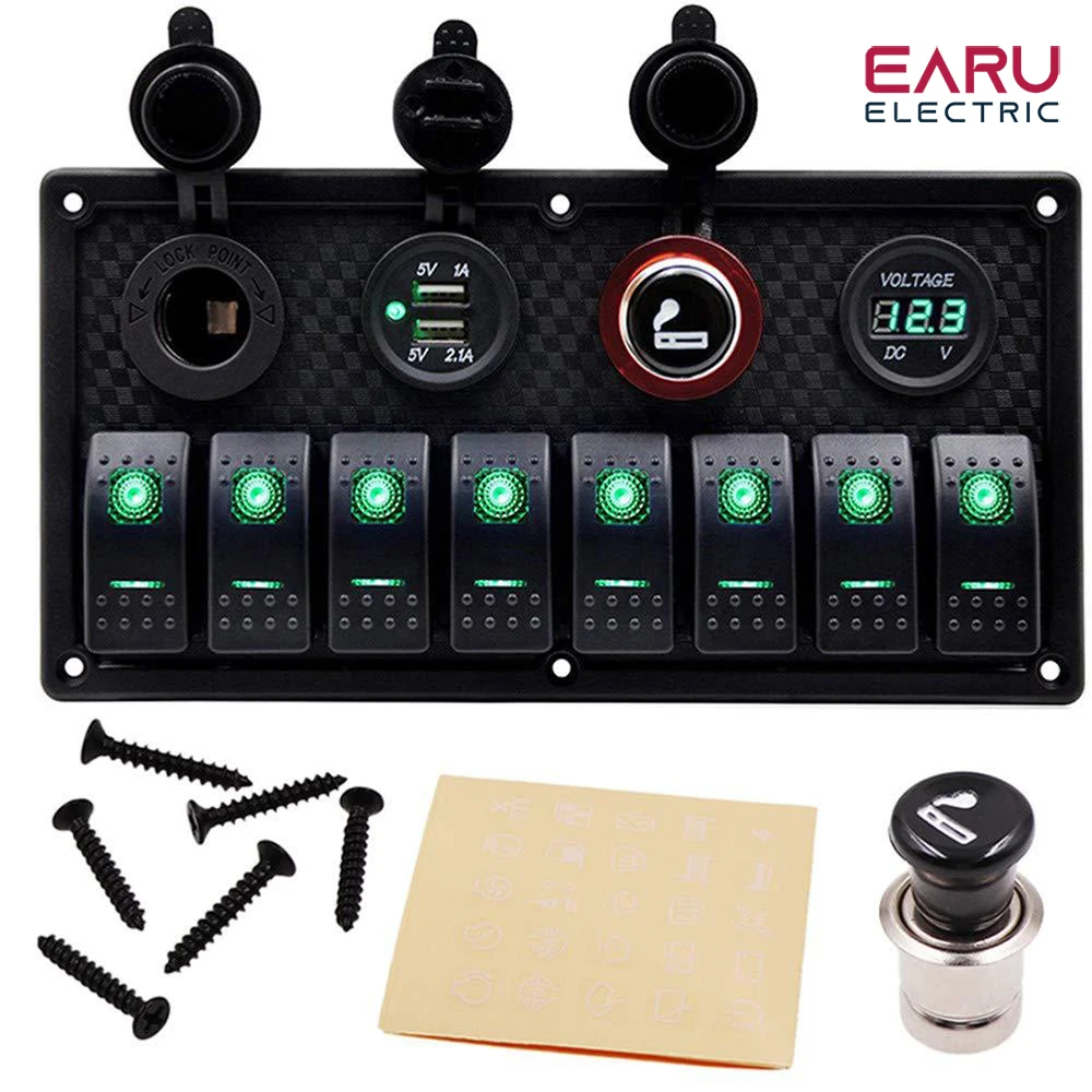 12V-24V-8-Gang-Rocker-Switch-Panel-With-Dual-USB-Charging-Circuit ...