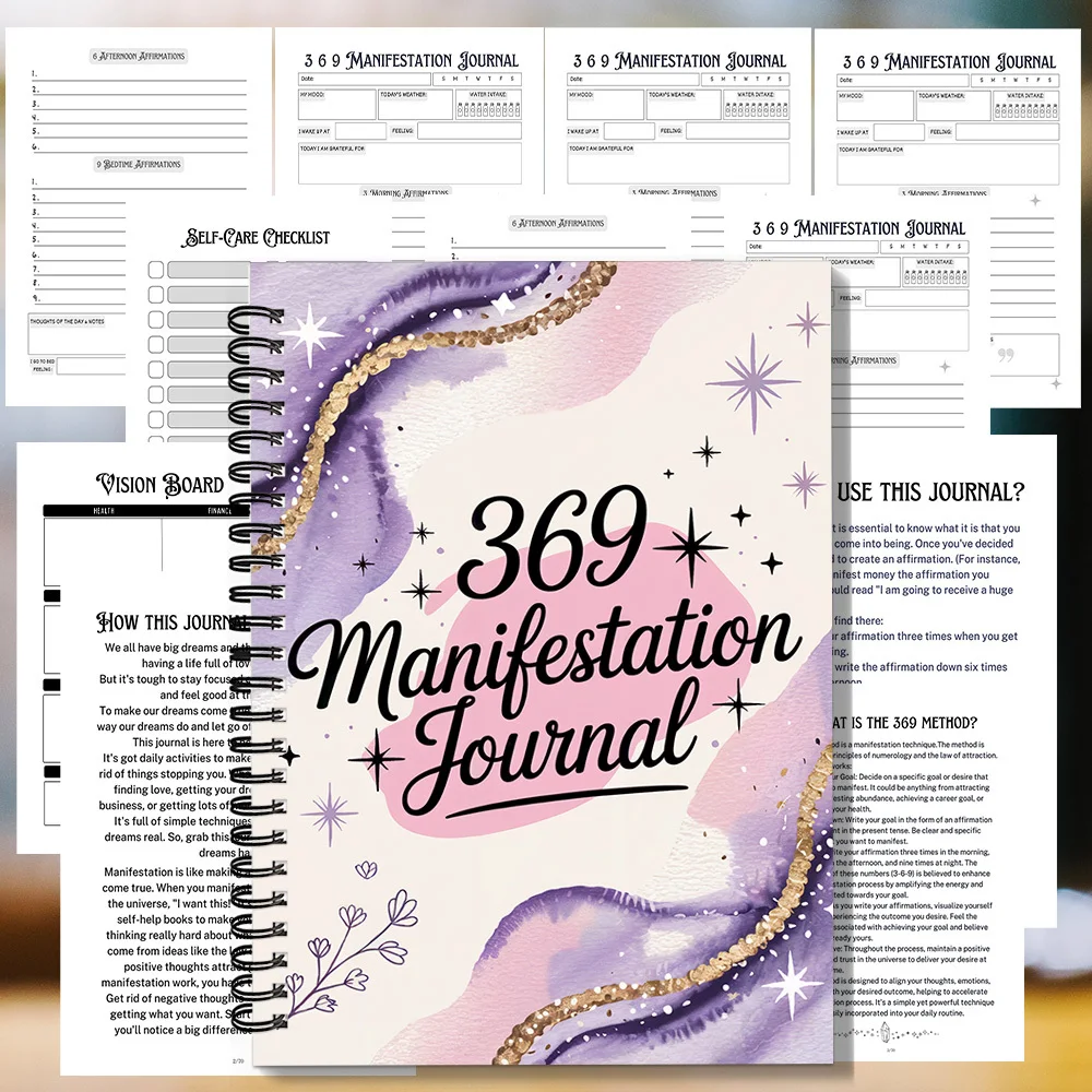 1PC Pink and Purple Glitter Accented Spiral Notebooks, Charming 369 ...