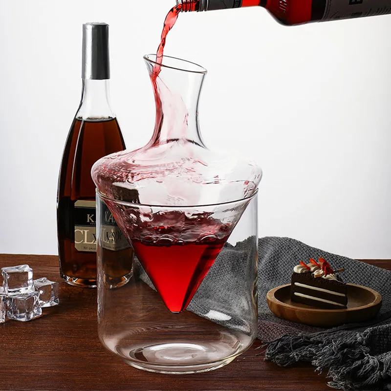 2Pcs 1000ml High Grade Crystal Glass Ice Bucket Decanter Whiskey Vodka ...