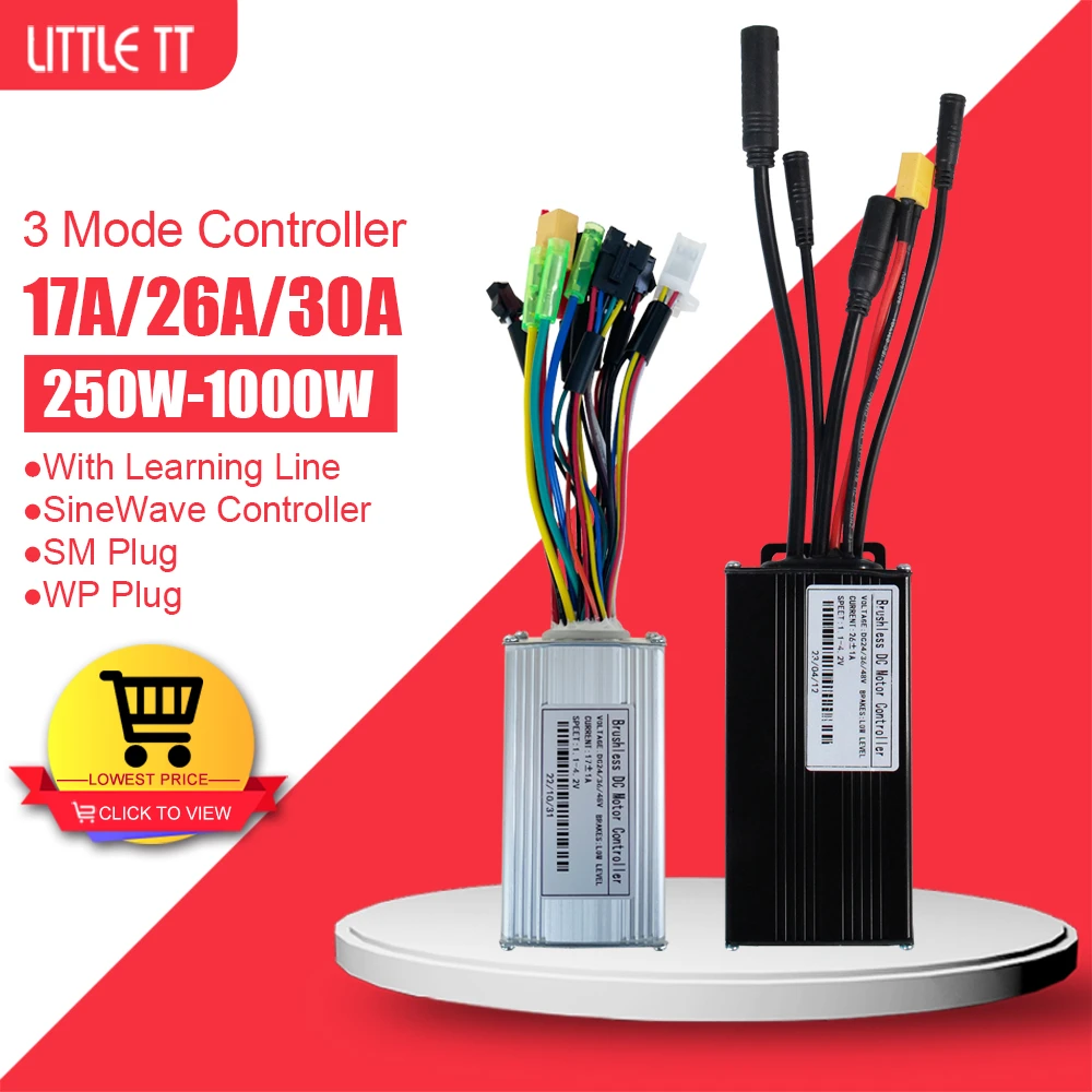 Ebike Controller 36v48v 17a 26a 30a Three-mode Sine Wave Controller Use ...