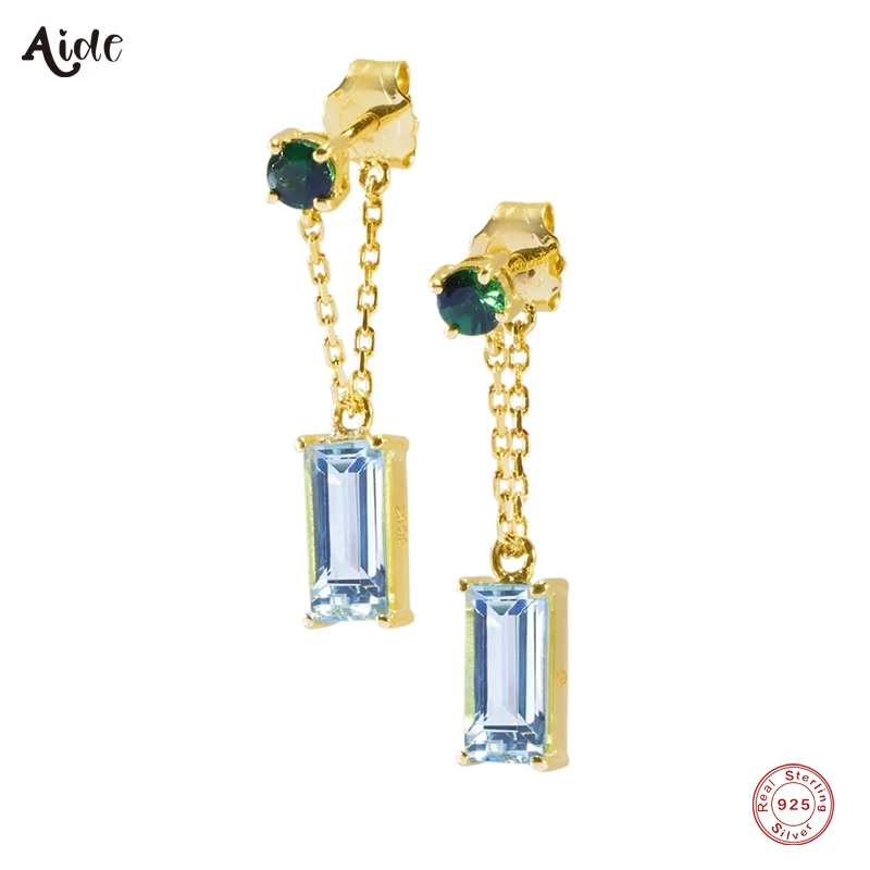 Aide-925-Sterling-Silver-Rectangle-Blue-Green-Cyan-Zircon-Pendant ...