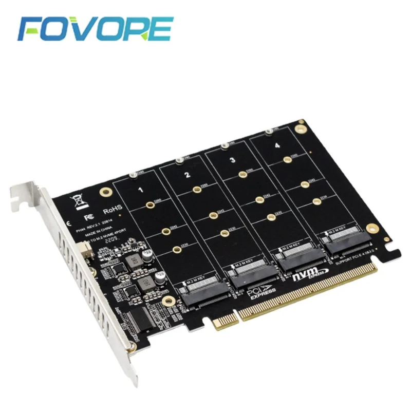 PCIe 3.0 X16 PLX8747 to 4 Port M.2 NVMe SSD Adapter Expansion Card Quad ...