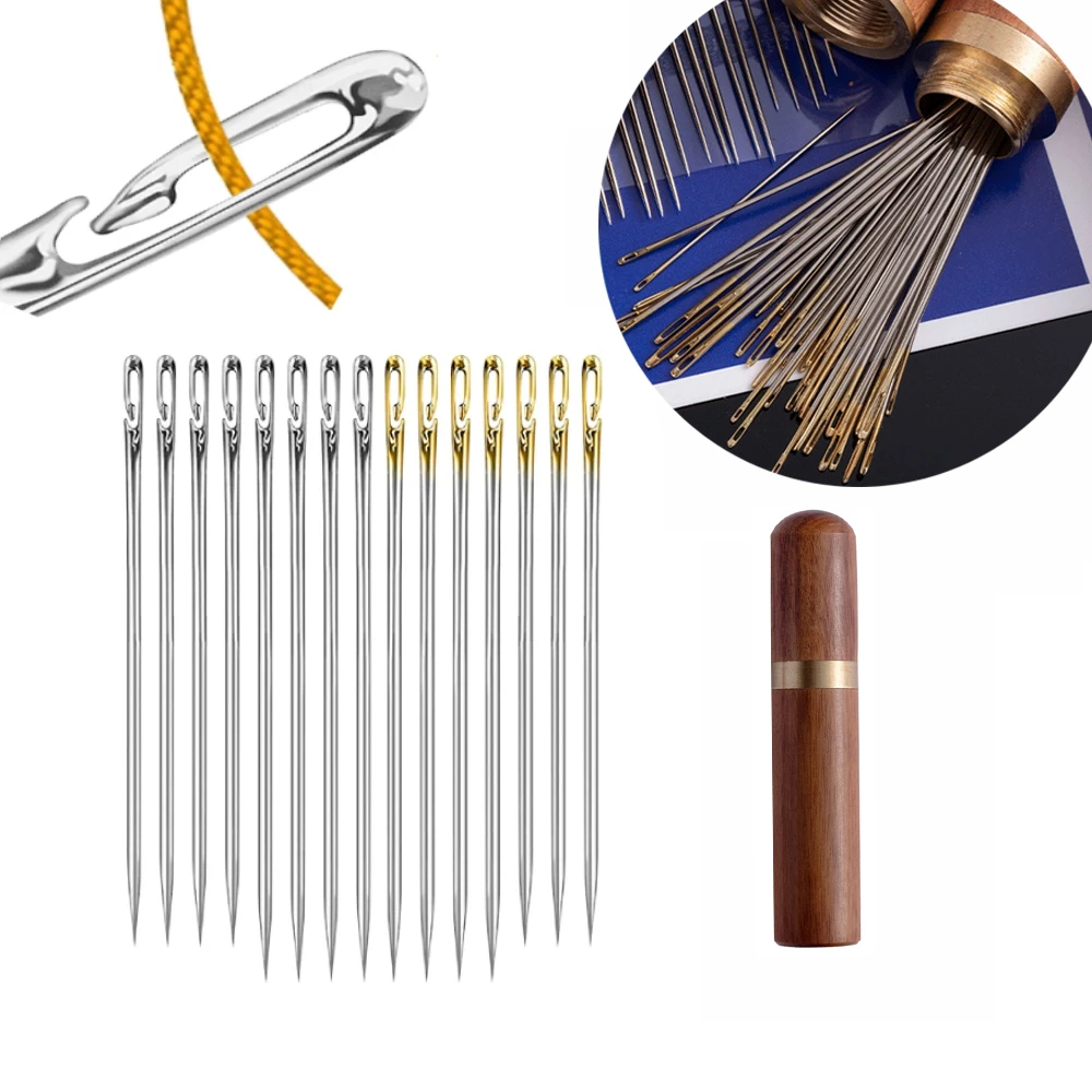 12/24/36 Pcs Stainless Steel Blind Needles Needle-side Hole Threading ...