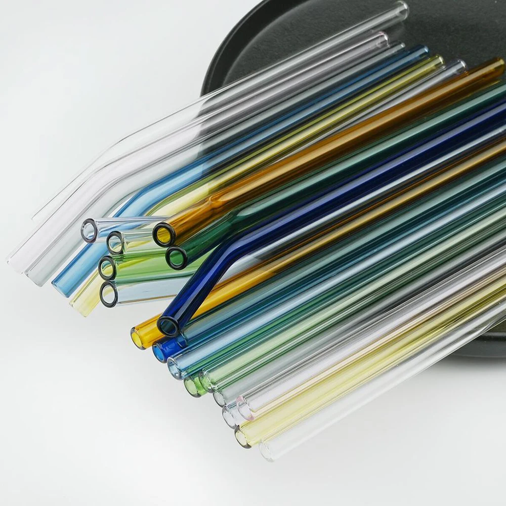 20Pcs Colorful Glass Straws Reusable for Outdoor Picnic Camping ...
