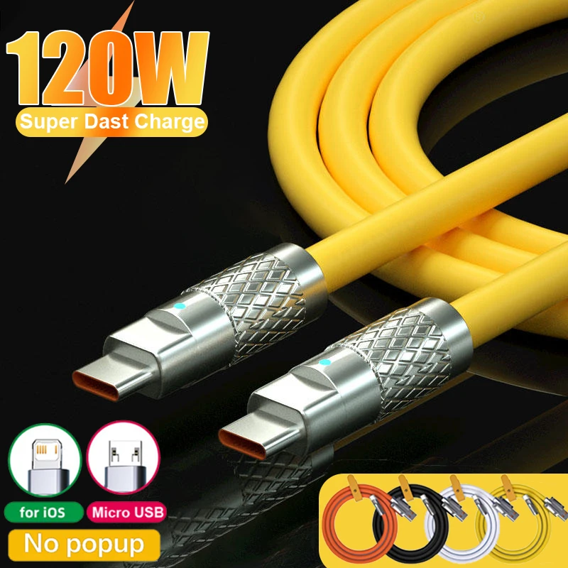 120W-6A-Super-Fast-Charge-Type-C-Liquid-Silicone-Cable-Quick-Charge-USB ...