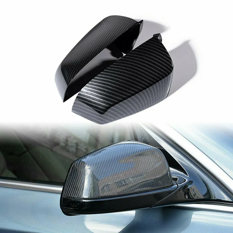 1Pair Carbon Fiber ABS Rearview Door Wing Side Mirror Covers Cap Fit ...