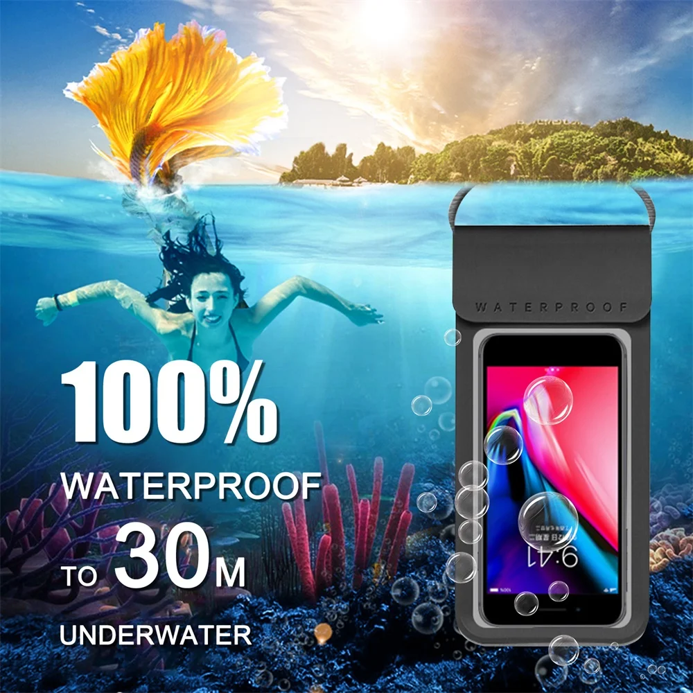 Universal Waterproof Phone Pouch Transparent Swimming Phone Case ...