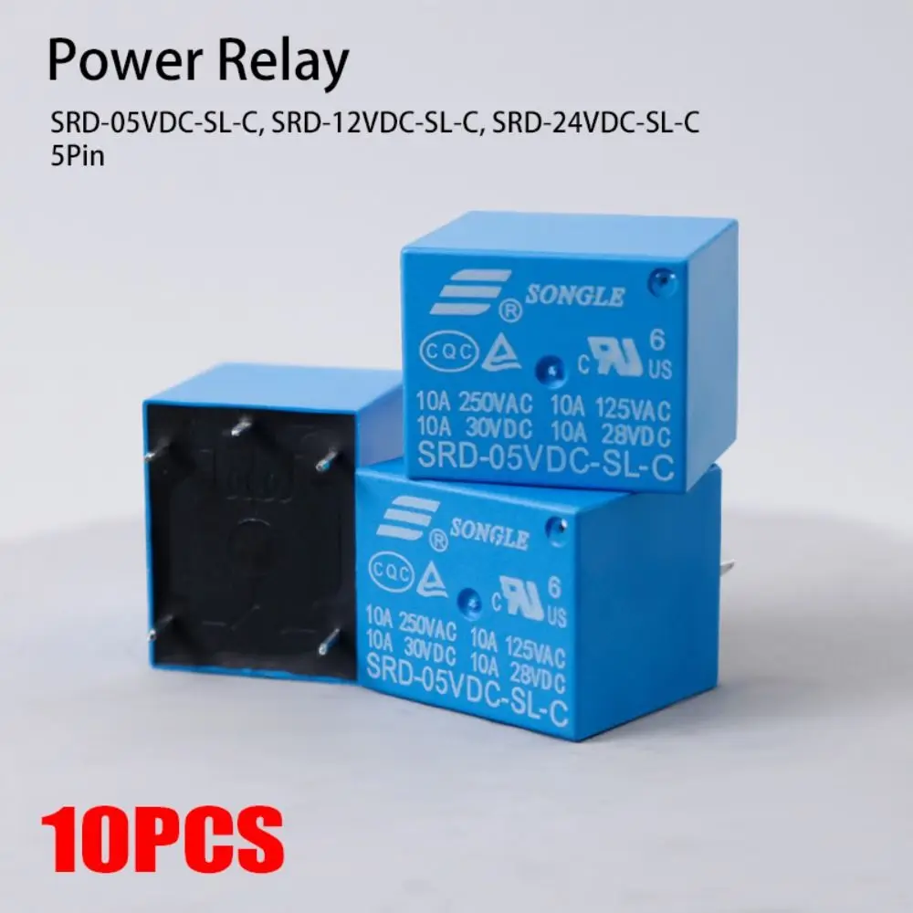 10pcs-Electric-DIY-PCB-Type-5V-12V-24V-DC-10A-Power-Relay-SRD-05VDC-SL ...