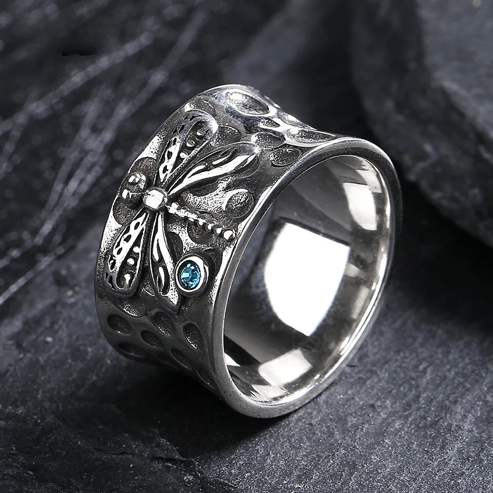 Vintage S925 Silver Dragonfly Finger Ring Party Engagement Anniversary ...