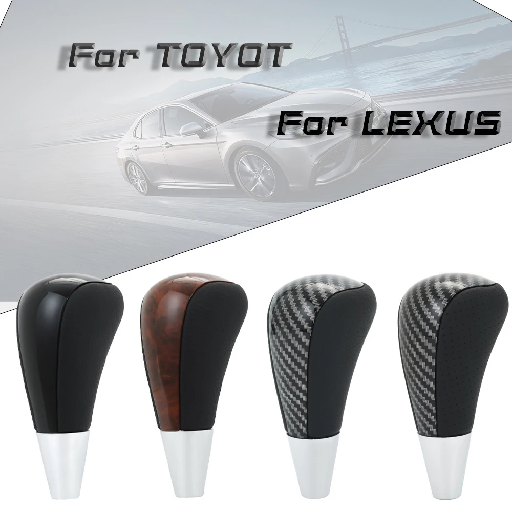 Automatic-Gear-Shift-Knob-Leather-Shifter-Lever-Stick-For-Toyota ...
