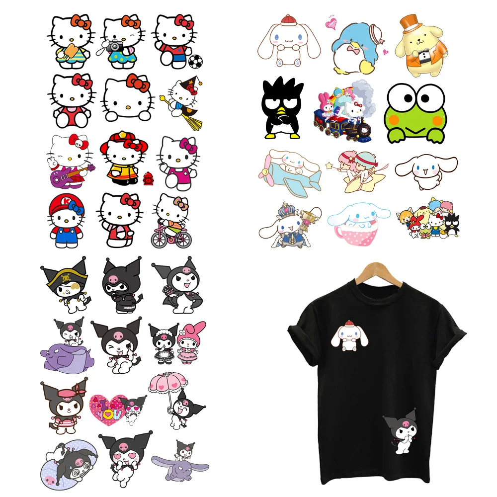 12Pcs-Lot-Hello-Kitty-Kuromi-Cute-Thermoadhesive-Fusible-Stickers-Heat ...