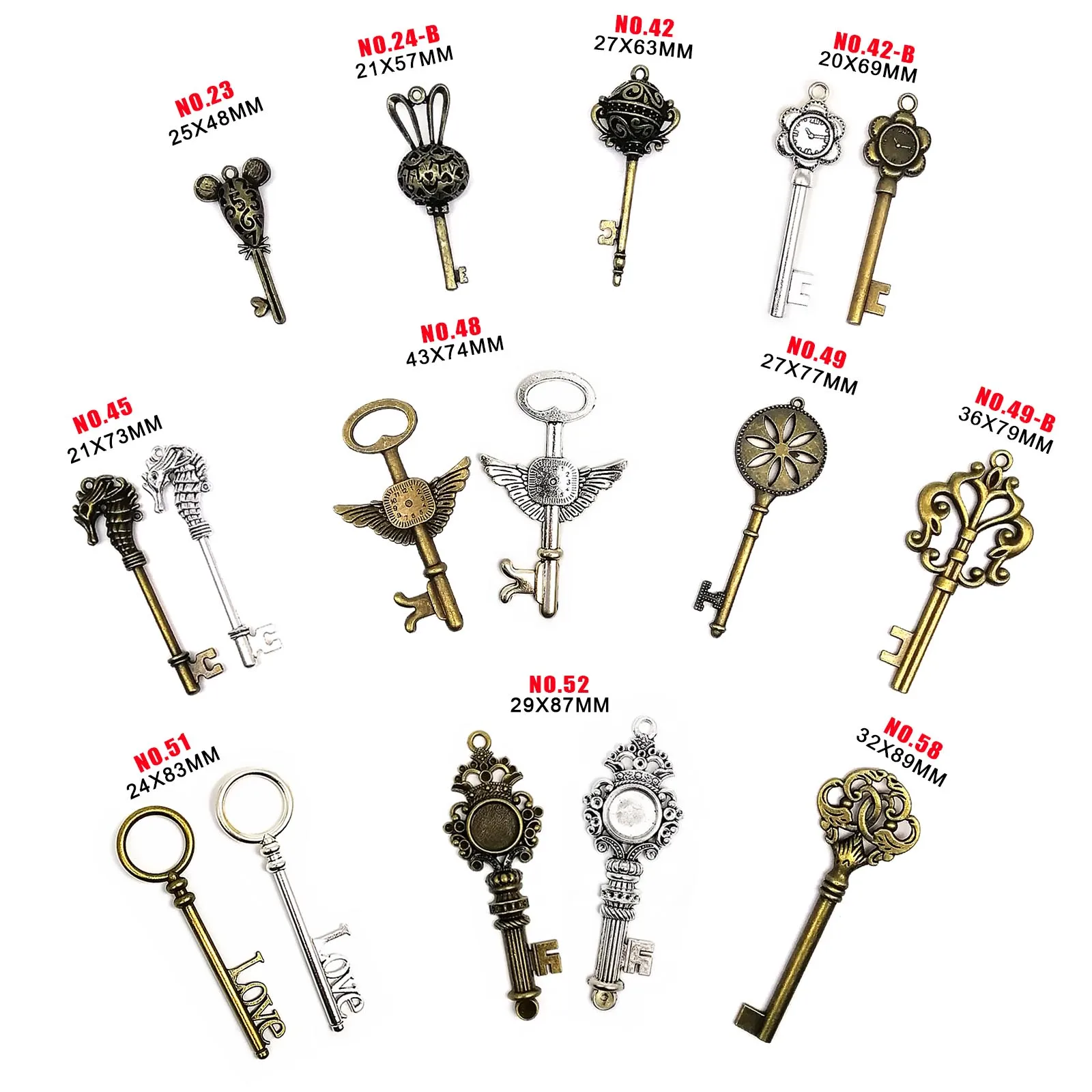 5pcs-Large-Big-Old-Looking-Decorative-Vintage-Key-for-Steampunk-Charms ...