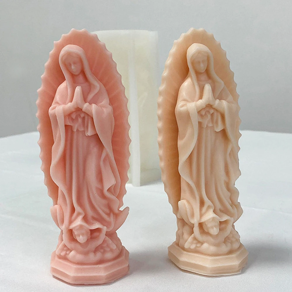Small-Virgin-Mary-Silicone-Candle-Mold-Christ-Religious-Statue-of-The ...