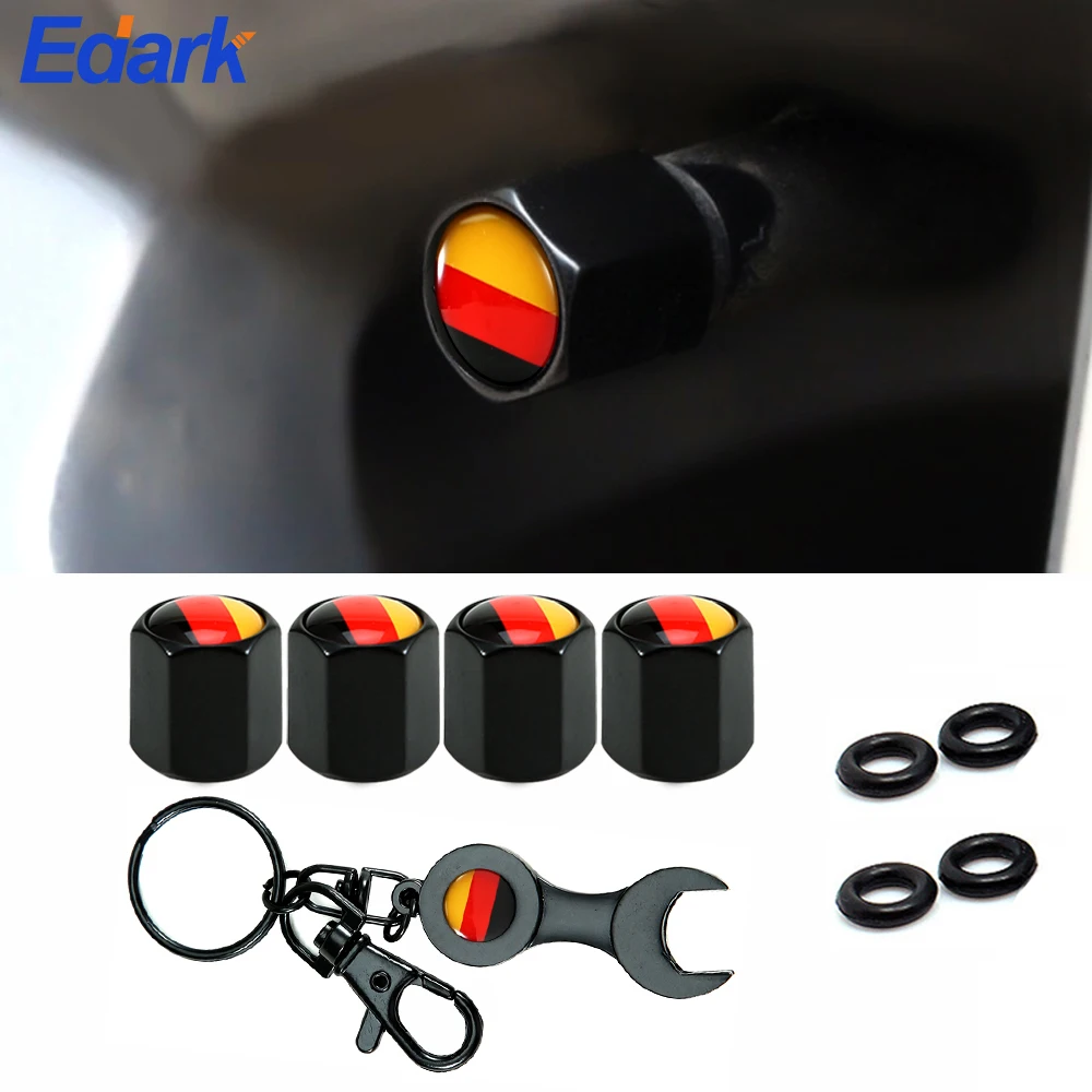 1 Set Universal German Flag Logo Car Wheel Tire Valve Stem Caps Anti ...