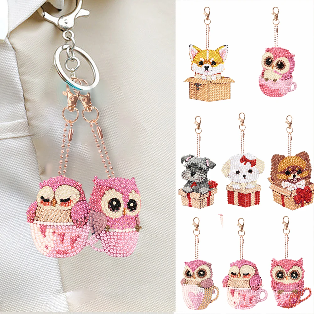 DIY-Diamond-Art-Keychains-Handmade-5pcs-Gem-Keychains-Rhinestone ...