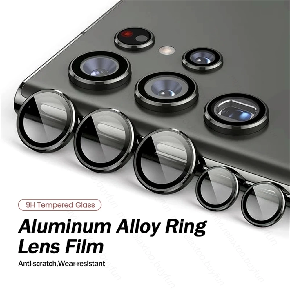 Camera Lens Screen Protector For Samsung S23 Ultra Matel Ring Tempered ...