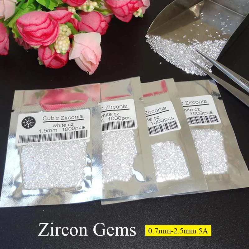 5a Zircon Gems Small Size 0.7~2.5mm 100pcs~10000pcs Beads Round White Cubic Zirconia Stones ...