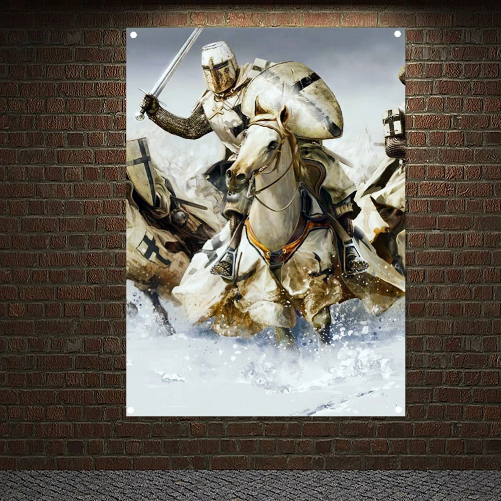 Medieval Crusades Paintings Wall Art Knights Templar Armor Banners ...