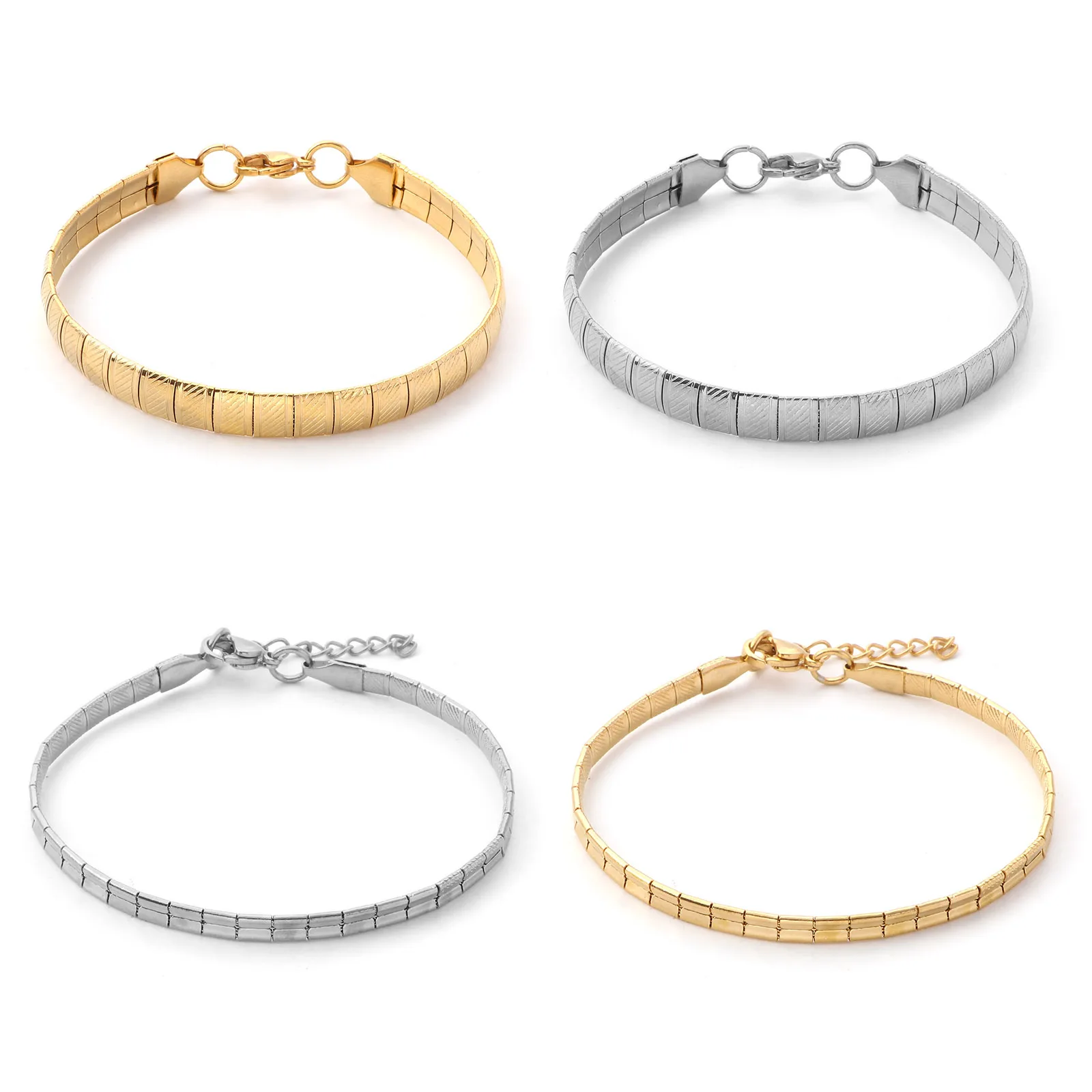 Doreenbeads Stainless Steel Bracelet Carved Twill Goose Throat Chains ...