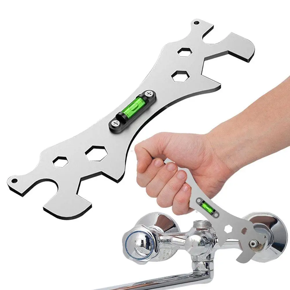 Shower-Wrench-Level-Tool-Multifunctional-Stainless-Steel-With-Bubble ...