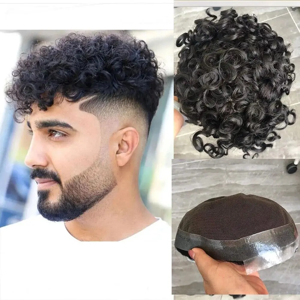 Tup-rizado-permanente-para-hombres-Base-de-encaje-con-pu-alrededor-de ...