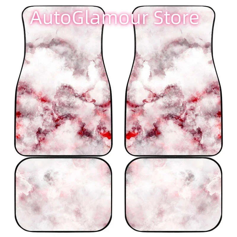 White Ruby Marble Print Front and Back Car Floor Mats Heavy Carpet ...