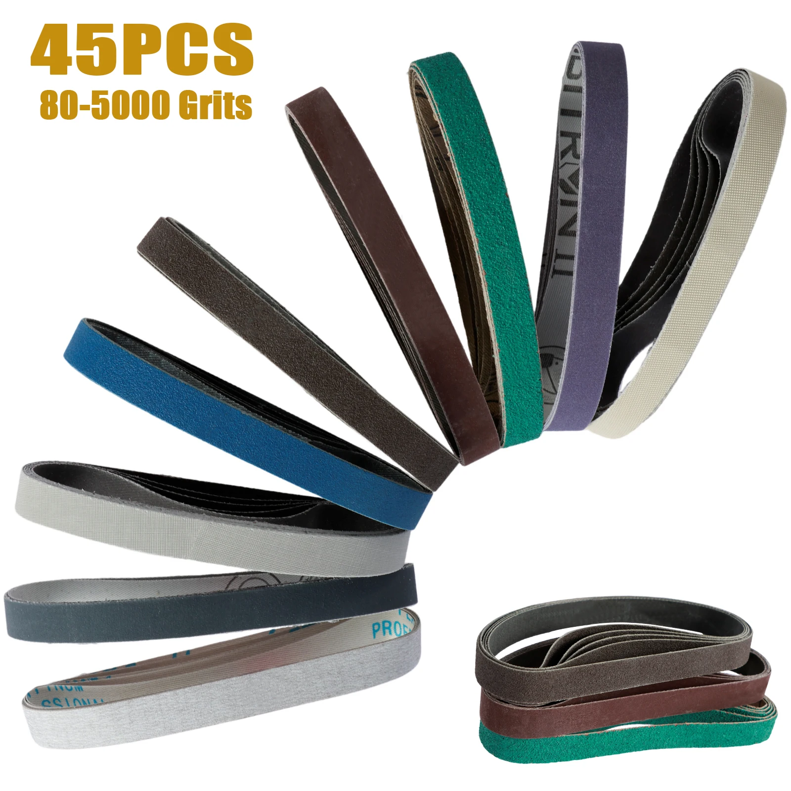 45Pcs-Sanding-Belts-80-5000-Grit-Sharpening-Belt-Replacement-Kit ...