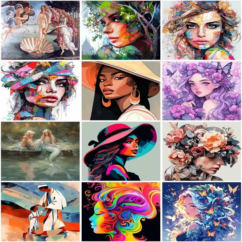 CHENISTORY-Paint-By-Number-Abstract-Woman-Drawing-On-Canvas-HandPainted ...