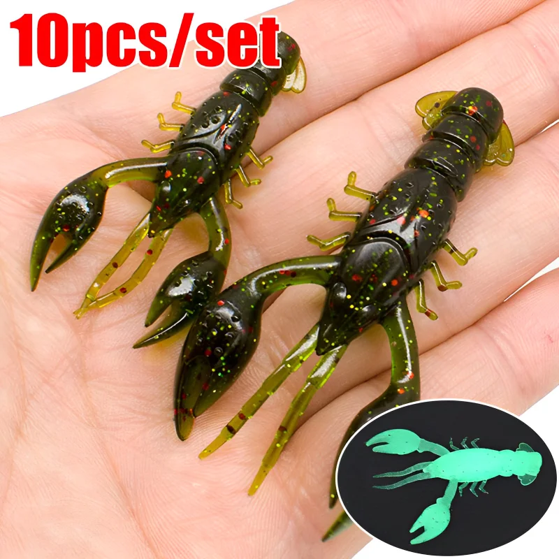 5-10pcs-Soft-Fish-Lures-Artificial-Shrimp-Baits-Fishing-Tackle-Lobster ...