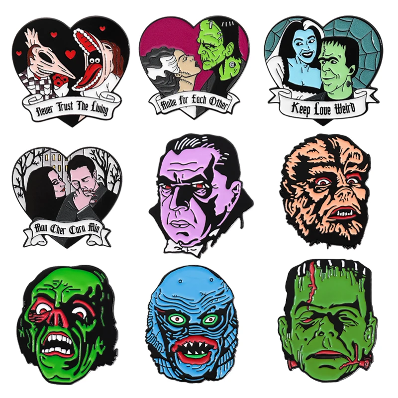 Horror Movie Creative Enamel Pins Punk Character Lapel Badge Halloween ...