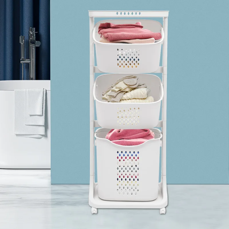 Laundry Clothes Storage Sorting Basket with 3-Layers Multi-functional ...