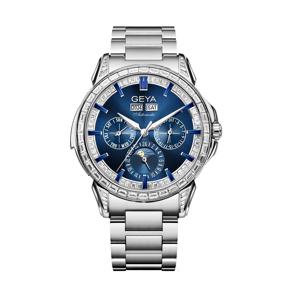 GEYA-Automatic-Mechanical-Watch-Week-Display-Stainless-Water-Resistant ...