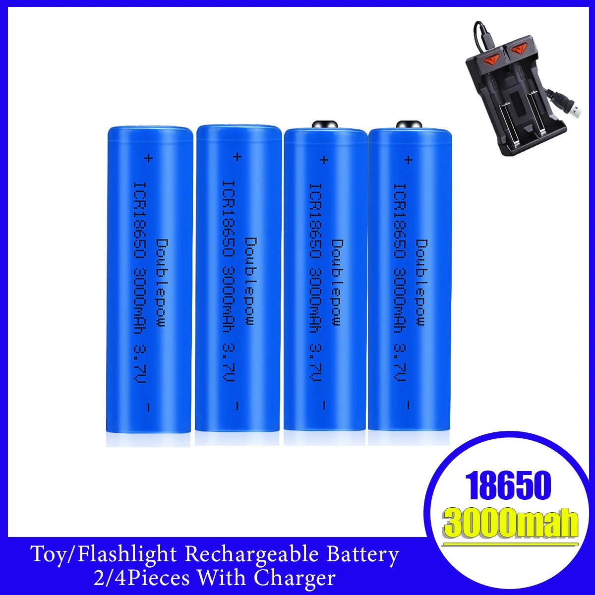 3000mah-18650-Rechargeable-Battery-With-Charger-3-7V-Li-ion-Batteries ...