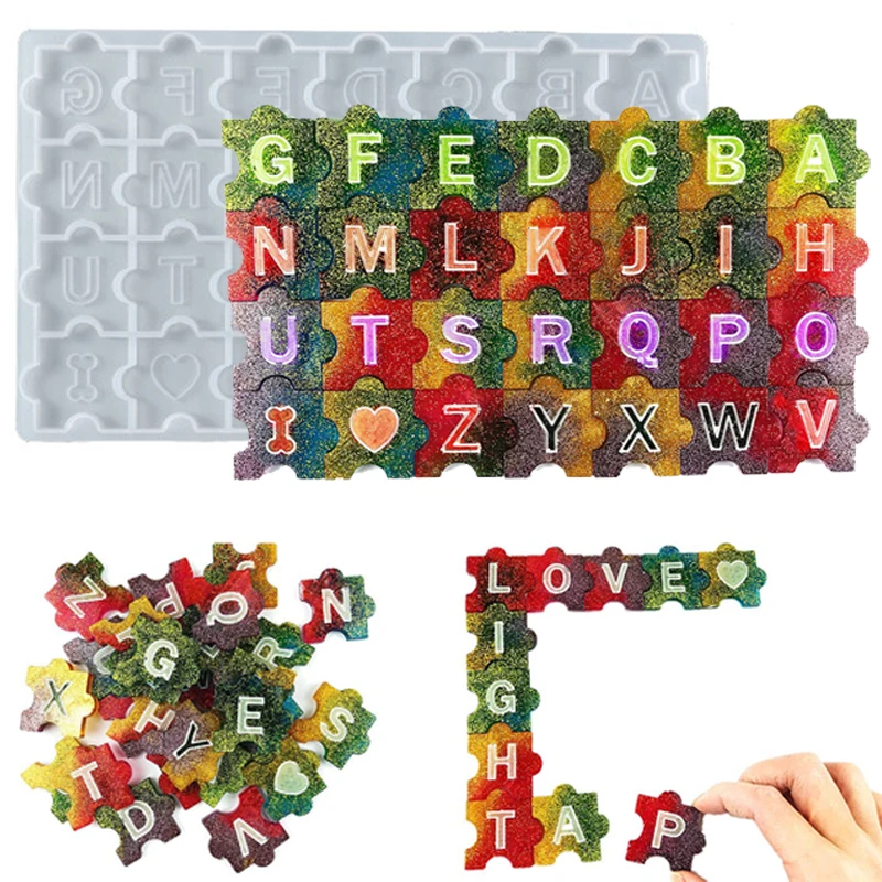 Alphabet-Puzzle-Silicone-Mold-26-Letters-Puzzle-Piece-Epoxy-Resin-Mold ...
