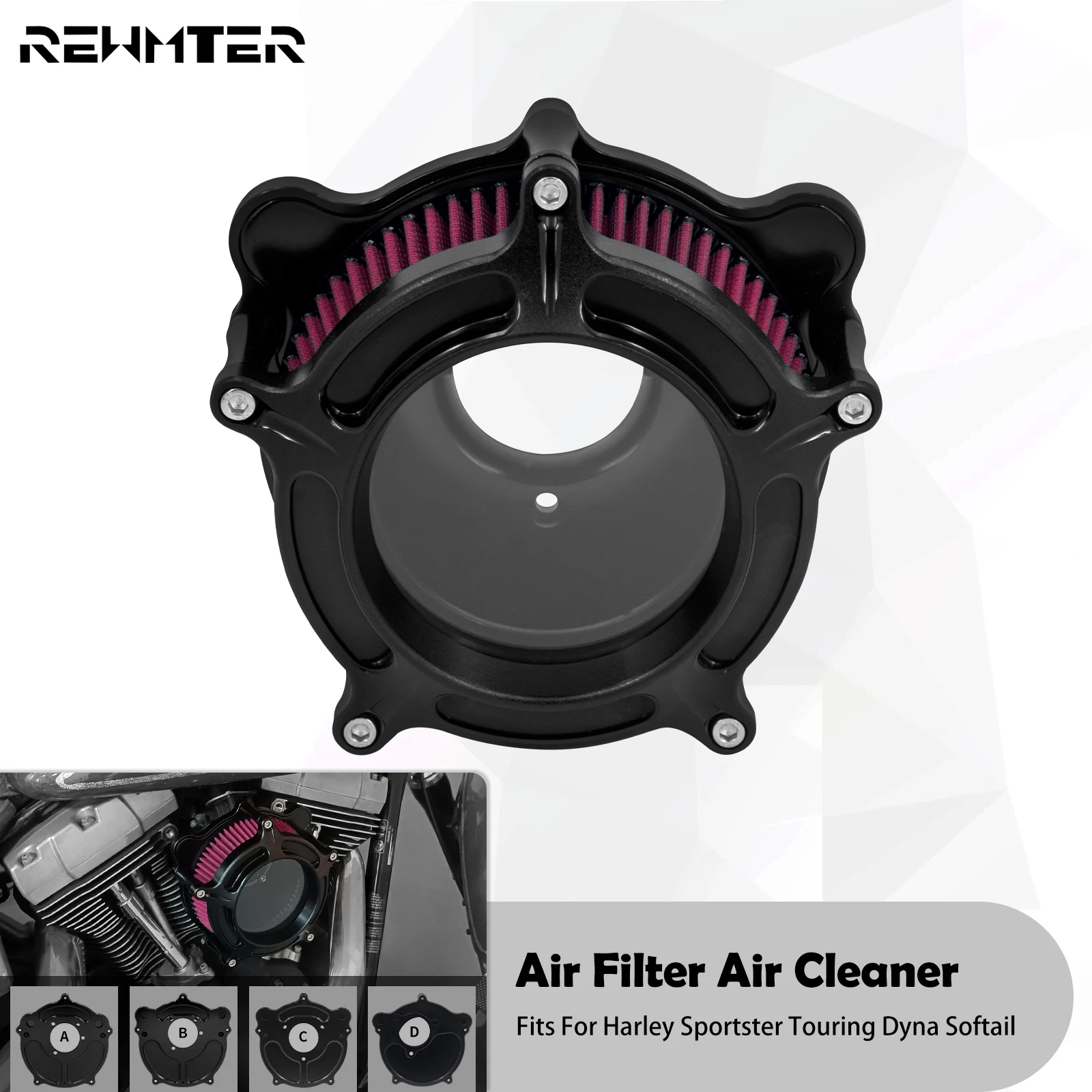 Motorcycle-Air-Cleaner-Red-Element-Transparent-Intake-Filter-CNC-For ...