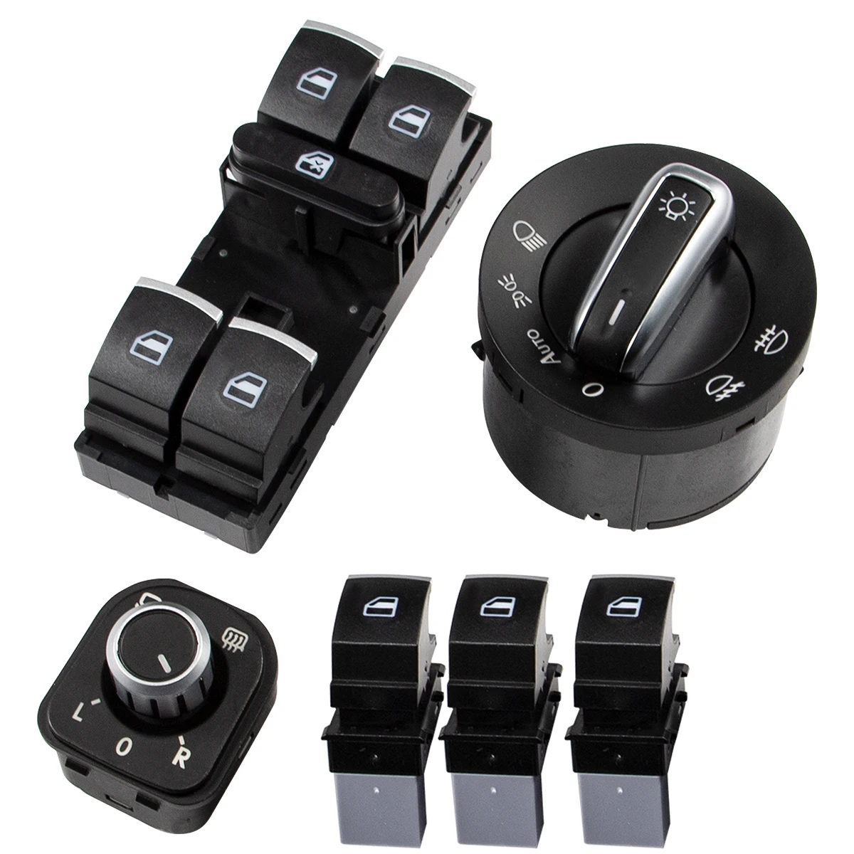 5ND959857-6-Pcs-Kit-Chrome-Auto-Window-Switch-Headlight-Switches-Window ...