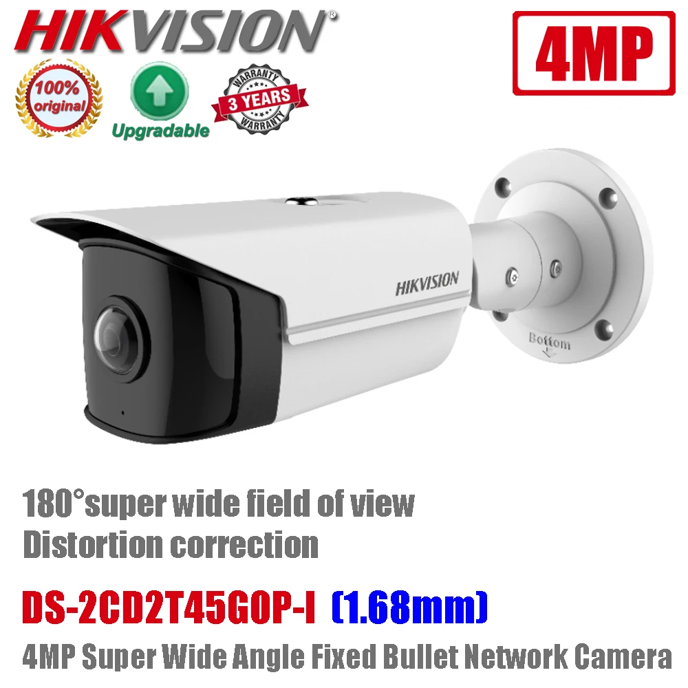 Hikvision original DS 2CD2T45G0P I 4mp 180 ° super grande angular poe ir h.265 + fixo rede bala ...