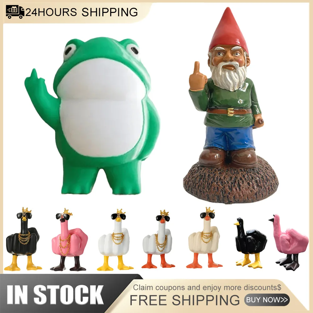 Middle-Finger-White-Beard-Dwarf-Ornament-Gnome-Statue-Ornament-Resin ...