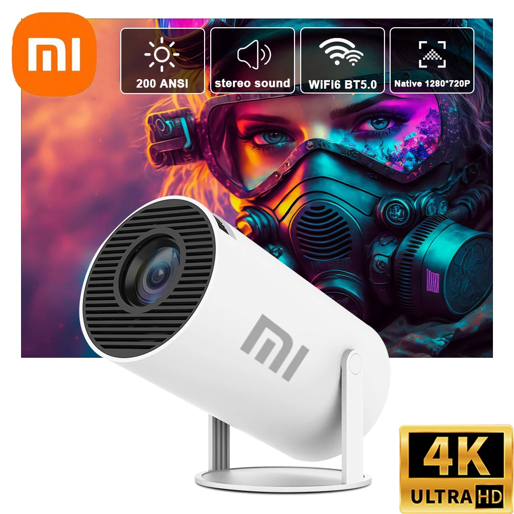 Xiaomi-4K Projetor portátil Android 11, cinema doméstico e ao ar livre, Dual WiFi 6, 200 ANSI ...