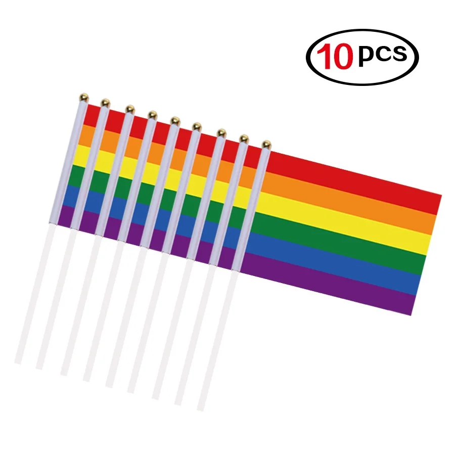 Banderas-LGBT-de-10-piezas-14x21CM-coloridas-Gay-Mini-arco-ris-Bandera ...