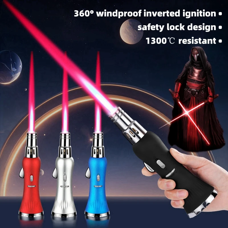 New-Metal-Lightsaber-Style-Windproof-Red-Flame-Inflatable-Lighter ...