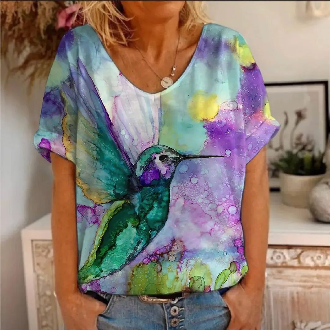 Summer-Bird-Hummingbird-3D-Print-T-shirts-Women-New-Fashion-Streetwear ...