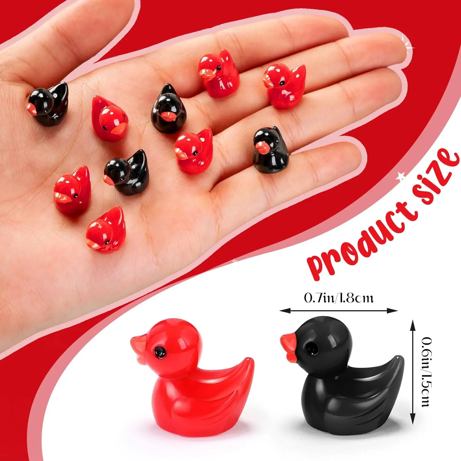 100/50pc Tiny Ducks Red Black Mini Resin Duck Figures for Graduation ...