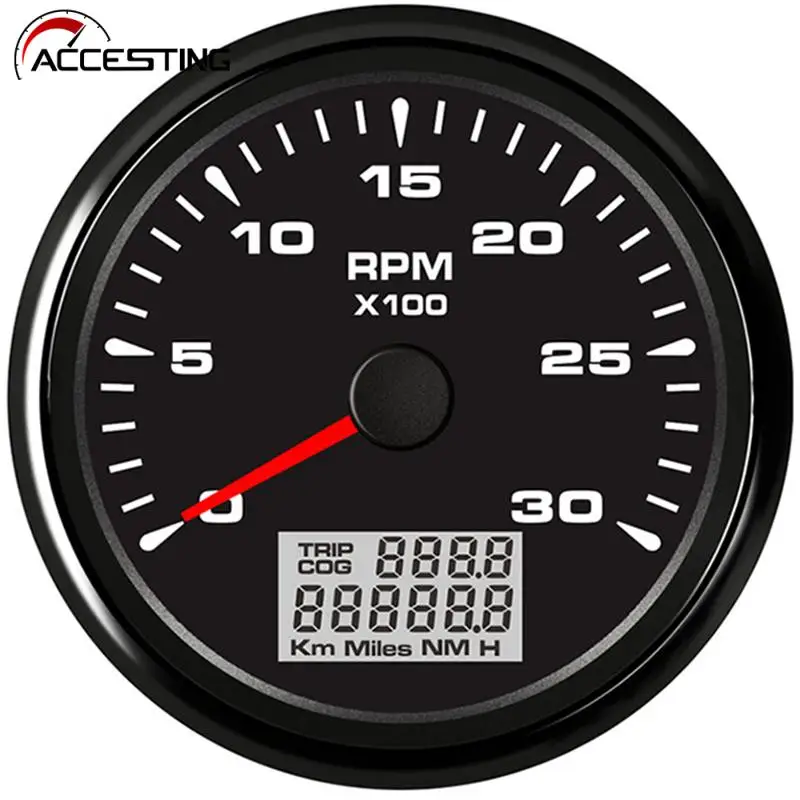 85mm White Marine Tachometer Gauge Boat RPM Tacho meter Diesel Engine ...