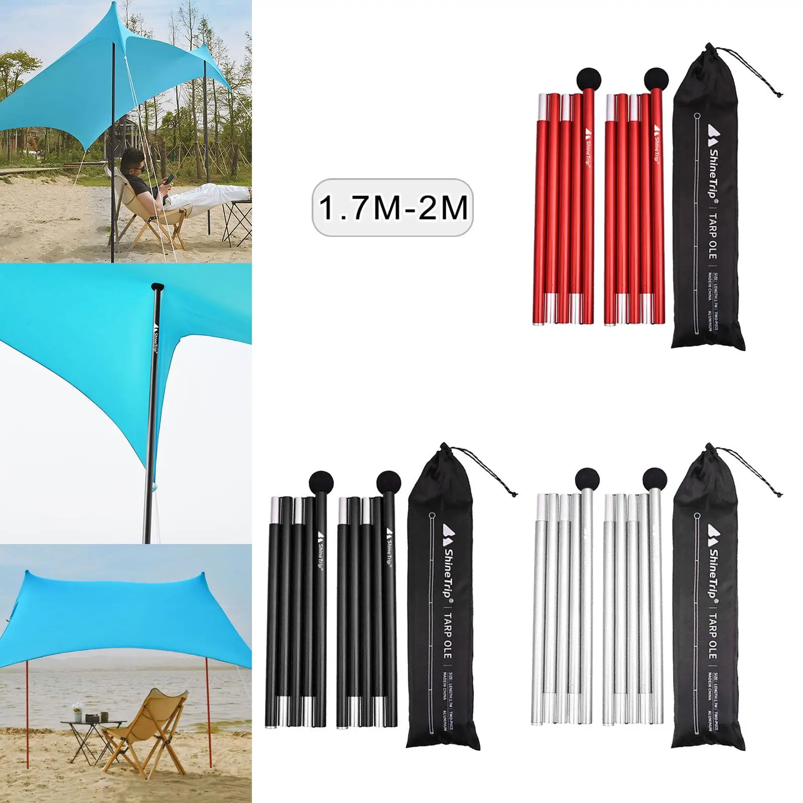 2pcs-Telescoping-Tarp-Poles-Tent-Rods-Adjustable-Awning-Canopy-Tarp ...
