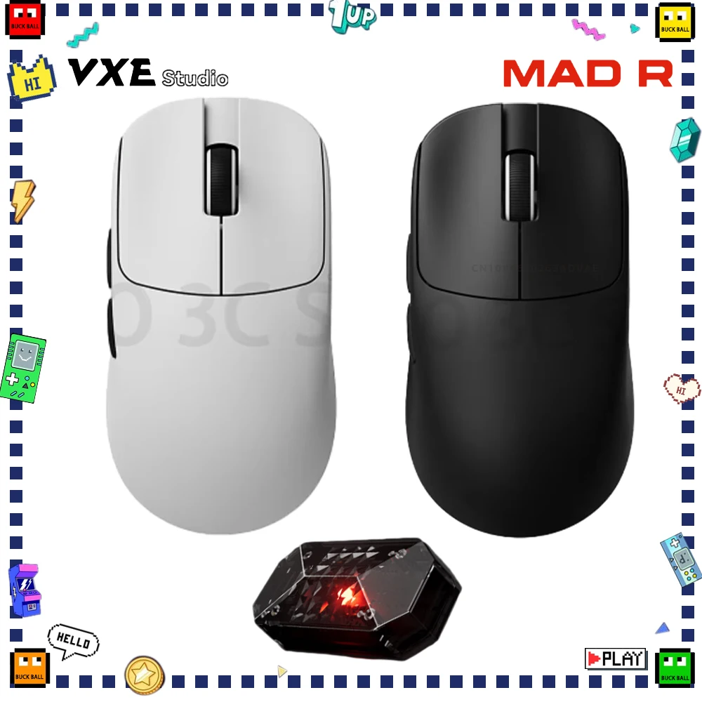 VGN VXE MAD R MAJOR 마우스, PAW3950 센서, 듀얼 모드 무선 게이밍 마우스, 8K 저지연, 36g 경량 ...