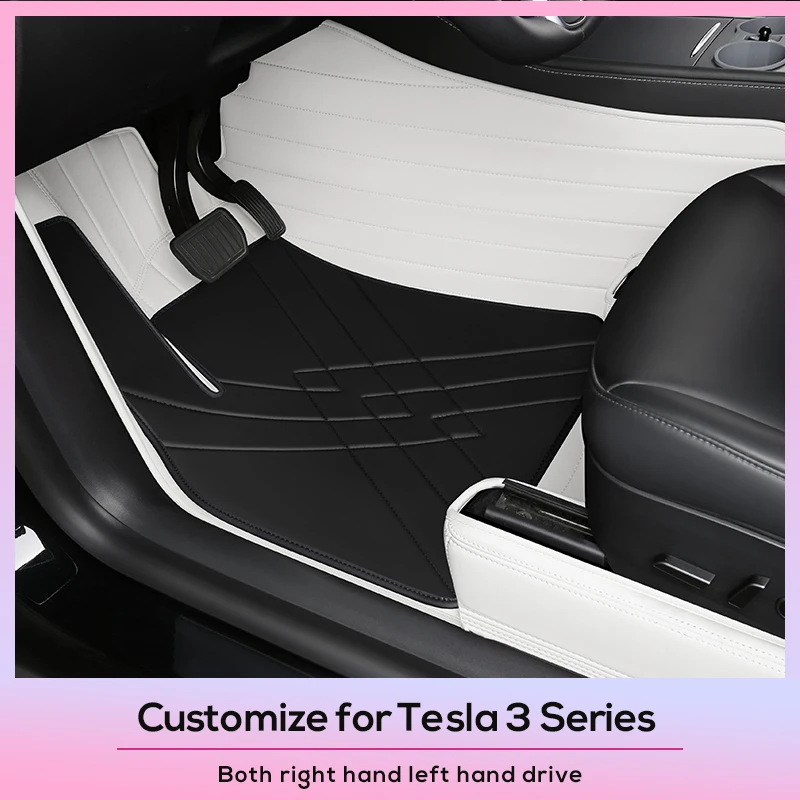 Tesla-Model-3-Custom-Fit-Car-Accessories-Genuine-Leather-Cowhide-Floor ...